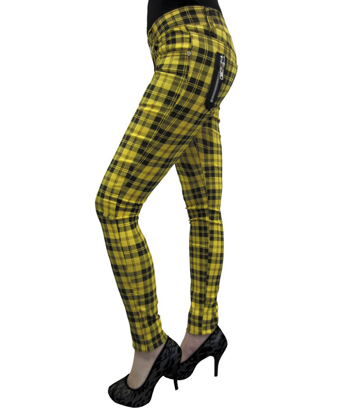 Pantalón Punk Escocés Rojo Con Cremalleras